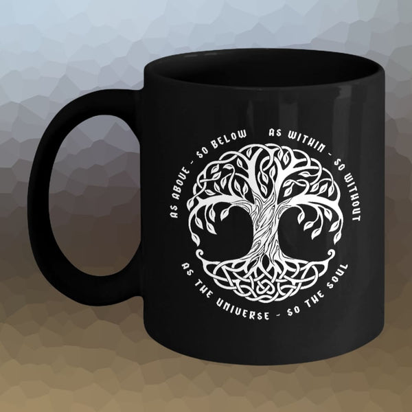 As Above So Below Black Coffee Mug - Norse Spirit