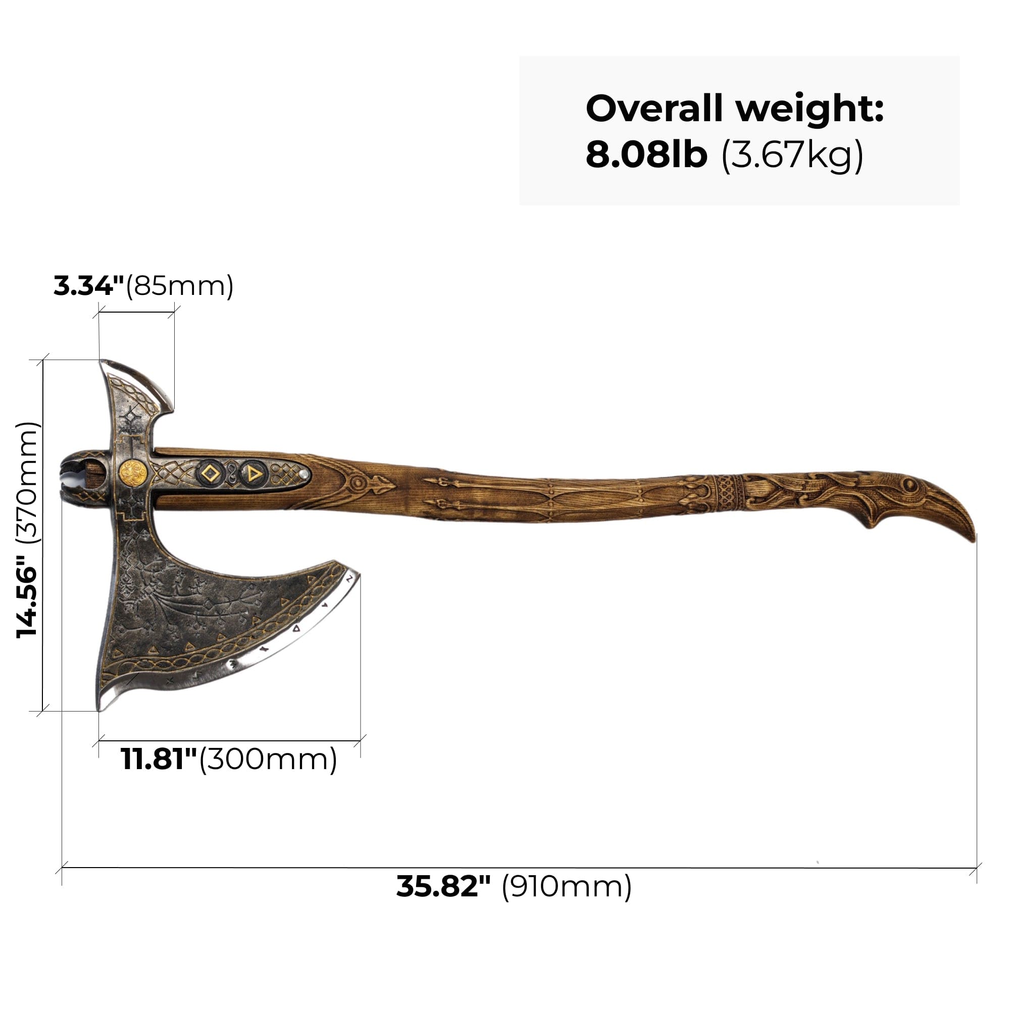God of War Leviathan Gold Axe with Leather Protection - Norse Spirit
