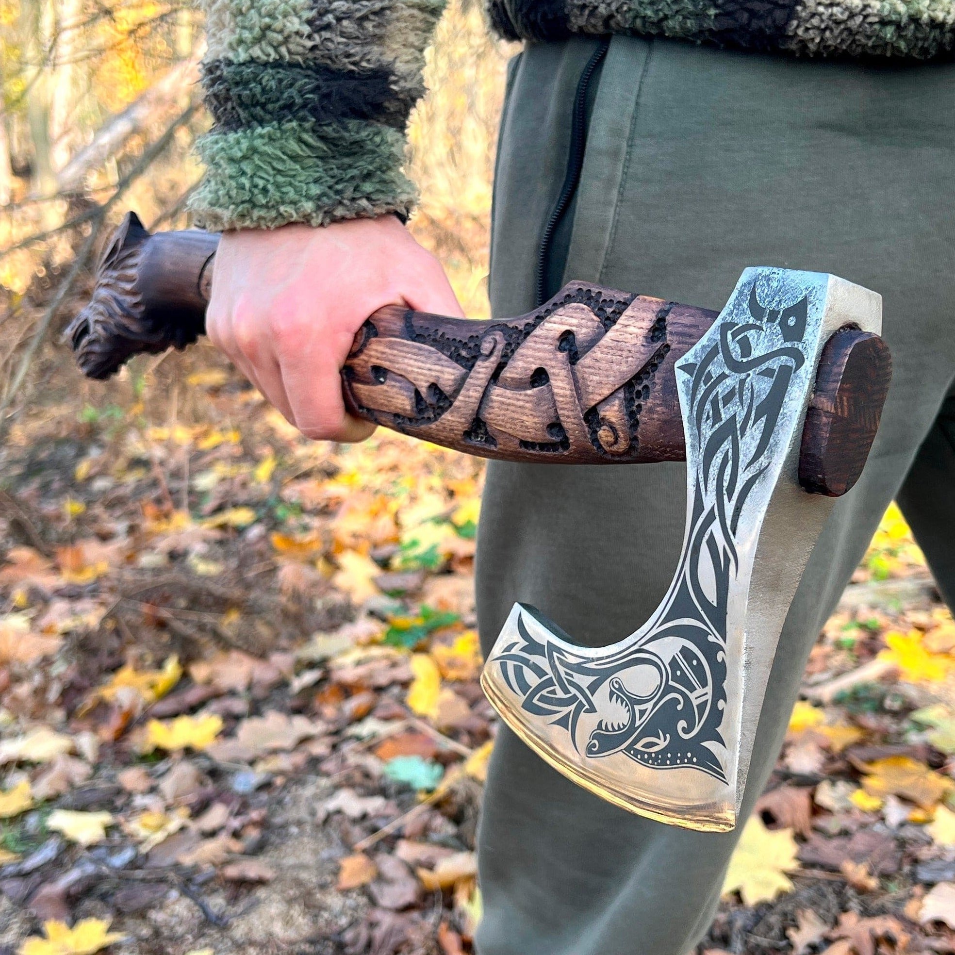 Hand Forged Ulfhednar Warrior Axe - Norse Spirit