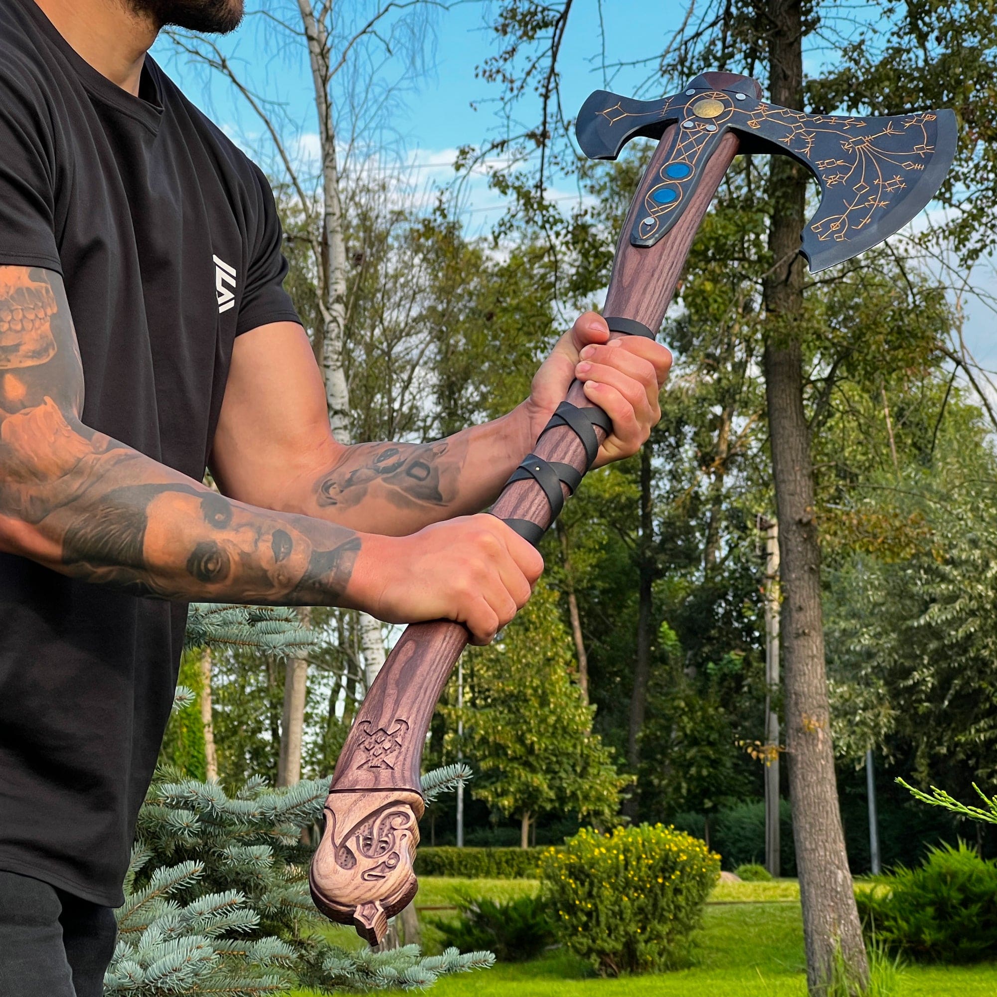 Leviathan Axe with Leather Wrap - Norse Spirit