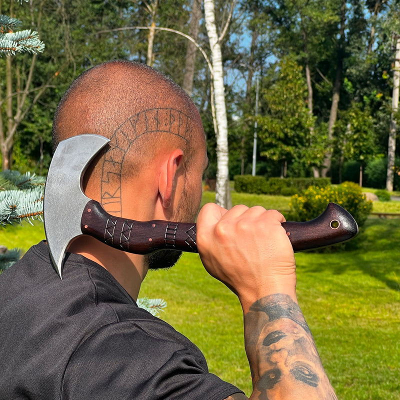 Nanook Tomahawk With Carved Handle - Norse Spirit