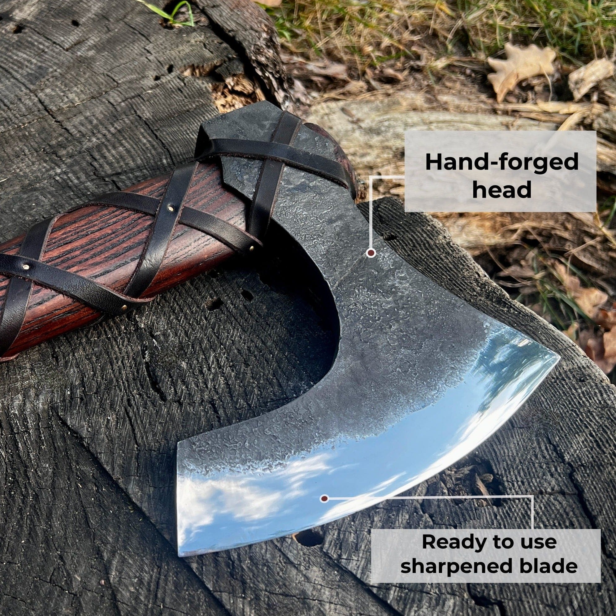 Ragnar Lothbrok Long Axe with Carved Handle - Norse Spirit