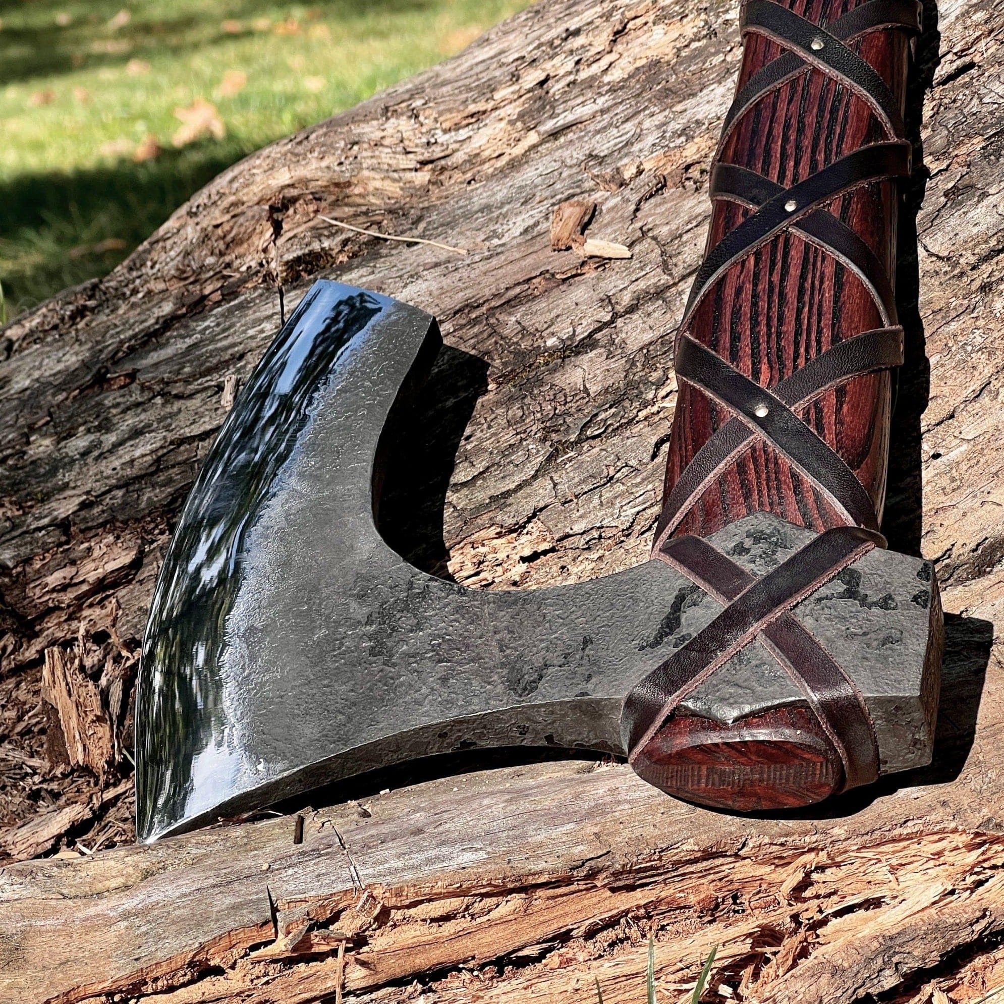 Ragnar Lothbrok Long Axe with Carved Handle - Norse Spirit