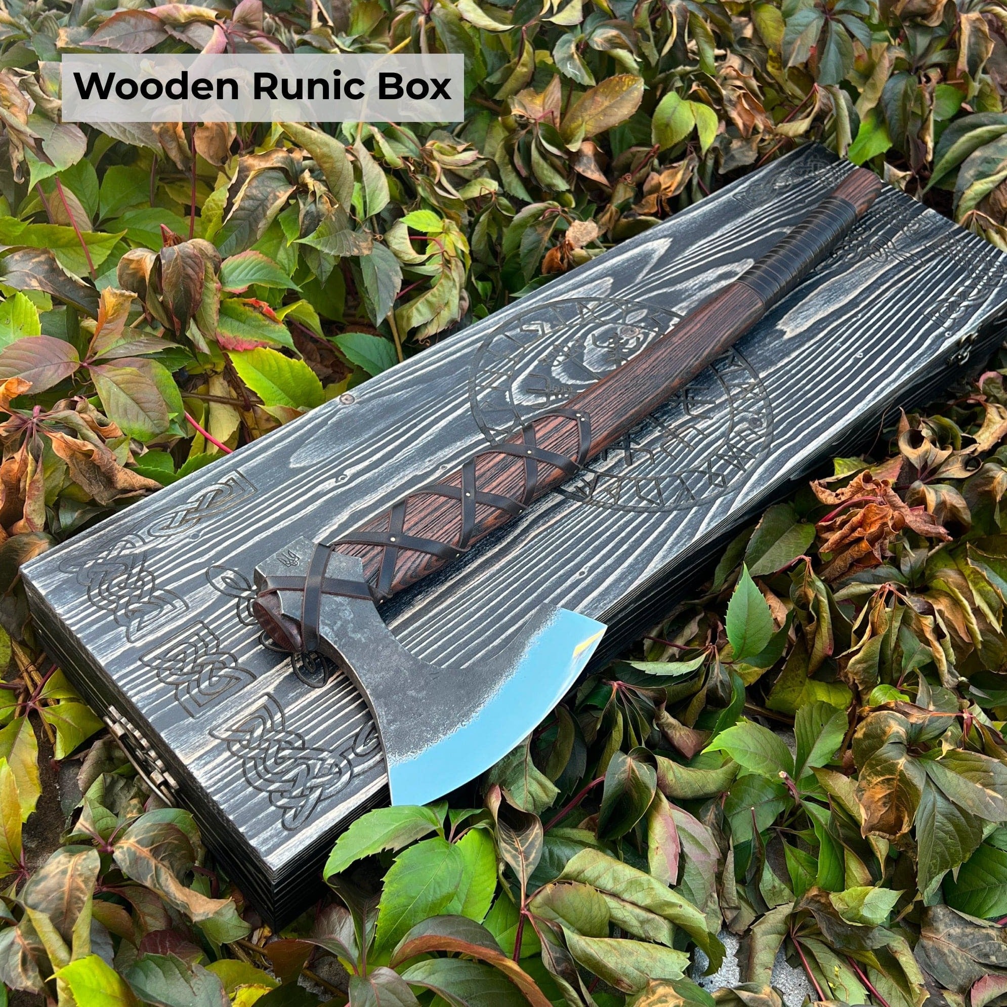 Ragnar Lothbrok Long Axe with Carved Handle - Norse Spirit