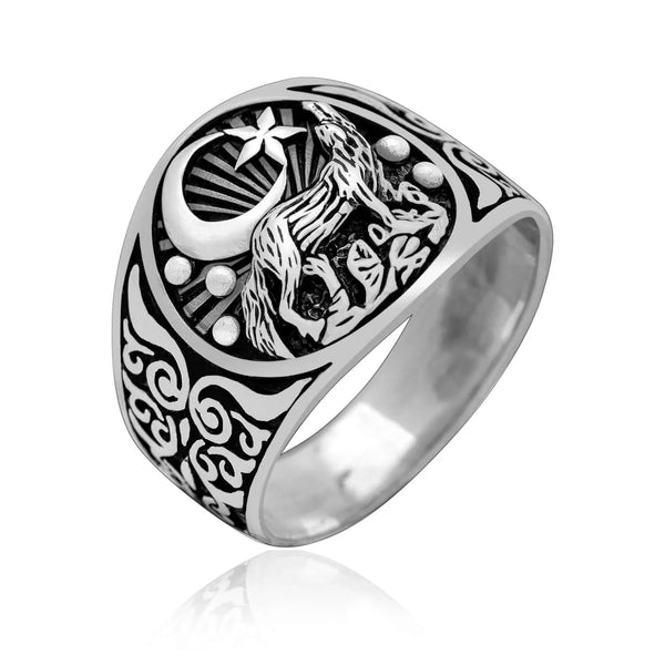Silver Howling Wolf Ring - Norse Spirit