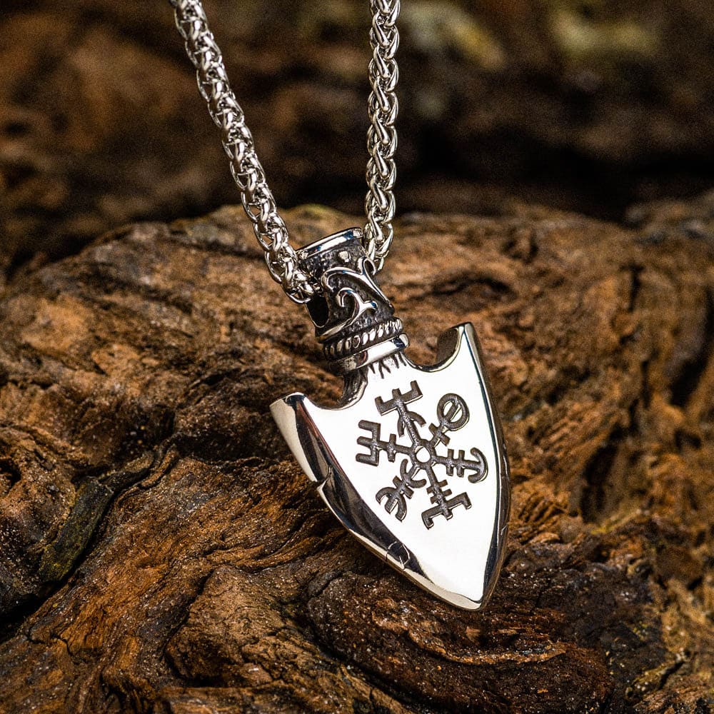 Stainless Steel Arrow Head Necklace With Valknut - Norse Spirit
