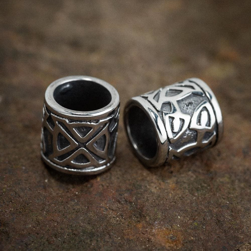 Stainless Steel Beard Ring With Celtic Clover Design - Norse Spirit