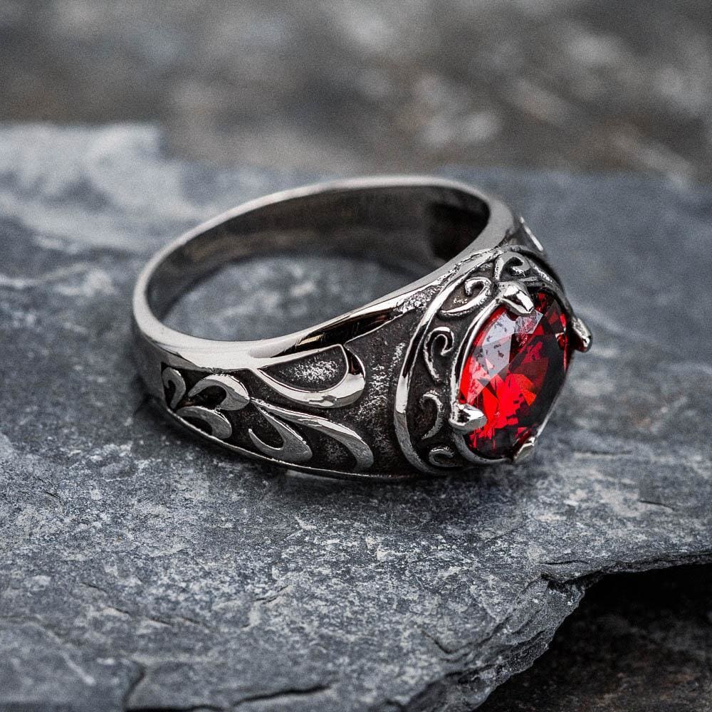 Stainless Steel Celtic Signet Ring With Central Stone - Norse Spirit