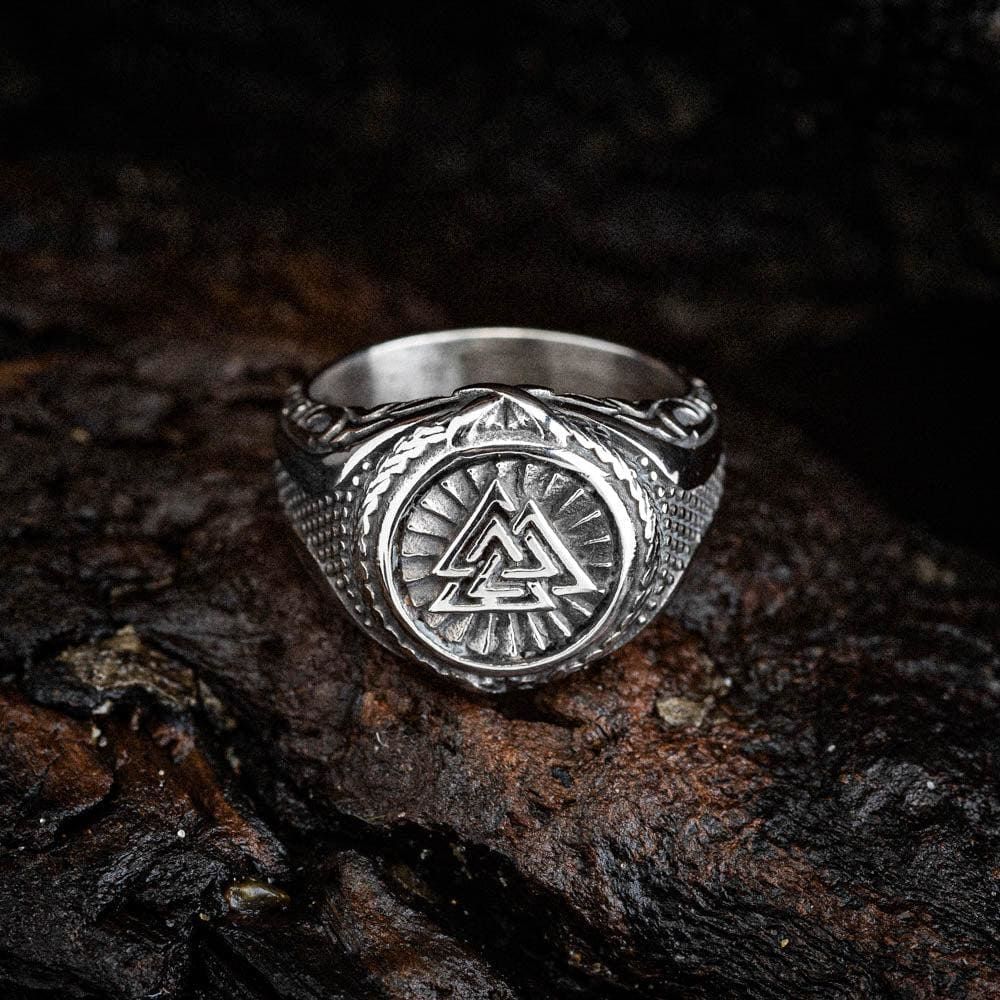 Stainless Steel Circular Valknut Ring - Norse Spirit