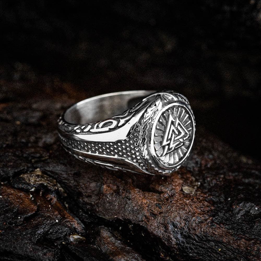 Stainless Steel Circular Valknut Ring - Norse Spirit
