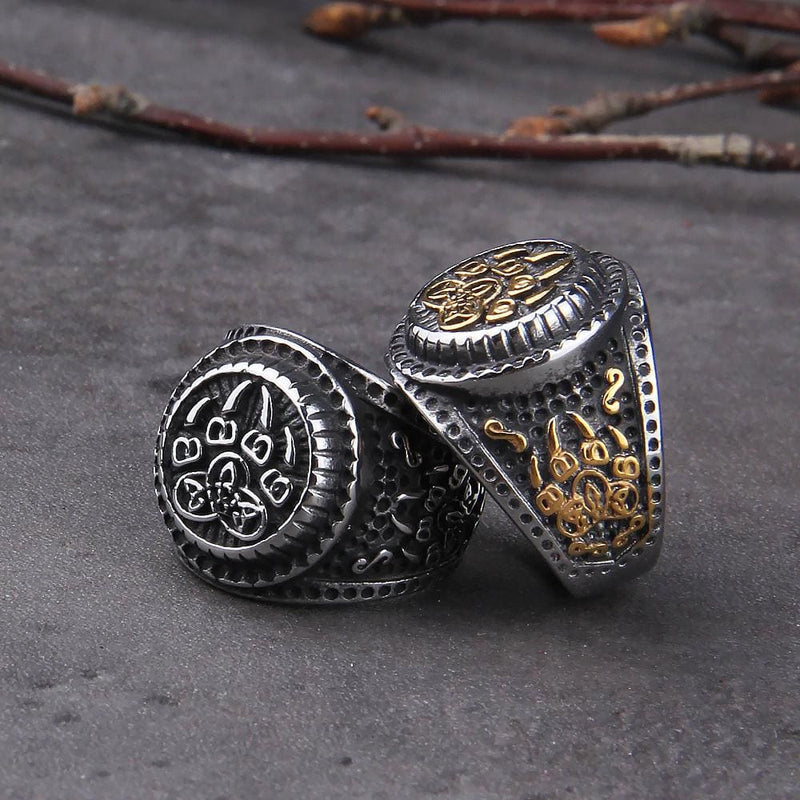 Stainless Steel Dual Color Bear Paw / Veles Ring - Norse Spirit