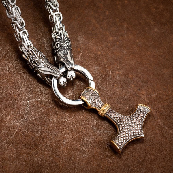 Stainless Steel Dual Color Dragon Head Kings Chain - Norse Spirit