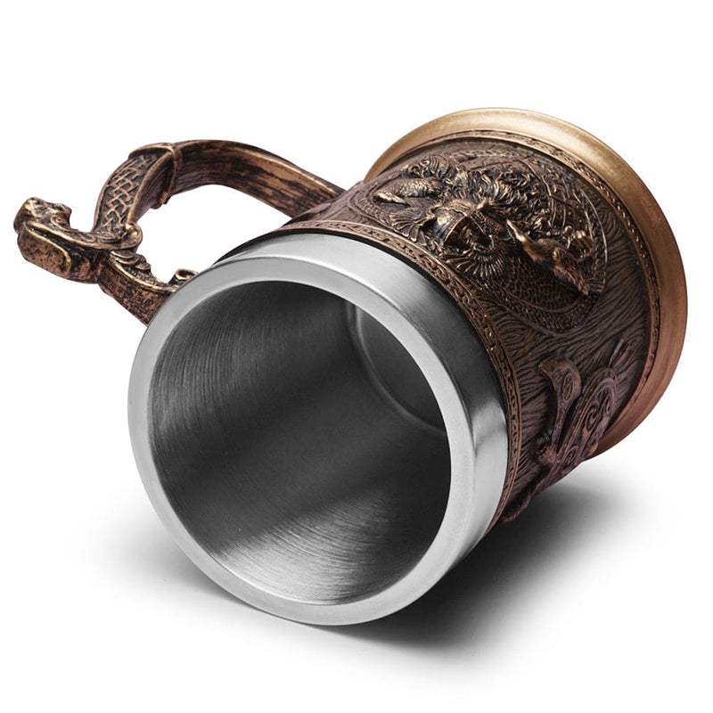 Stainless Steel Odin and Thor Beer Tankard - Norse Spirit