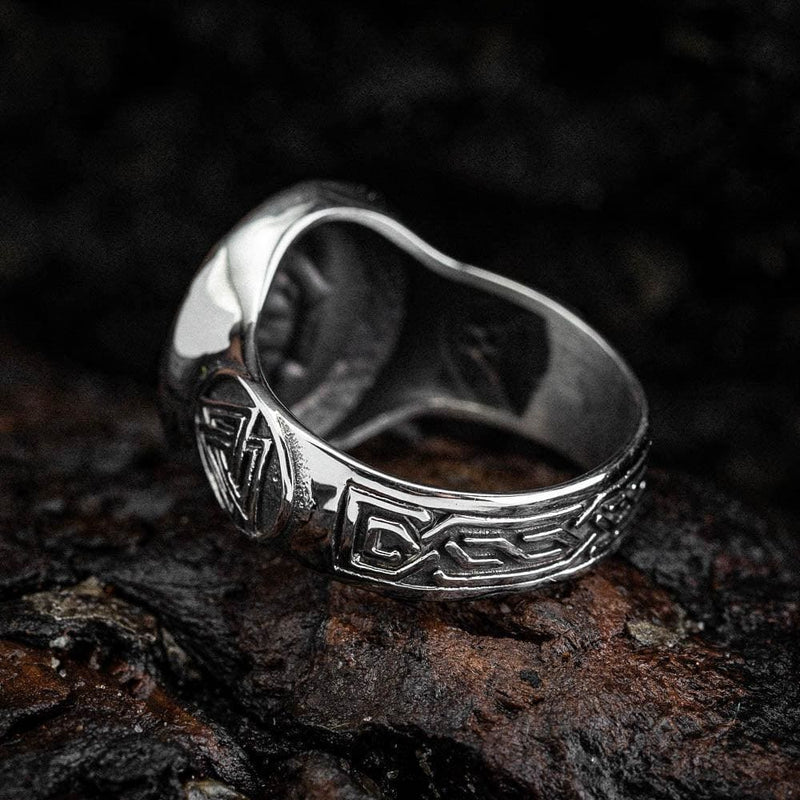 Stainless Steel Odin Head Ring - Norse Spirit