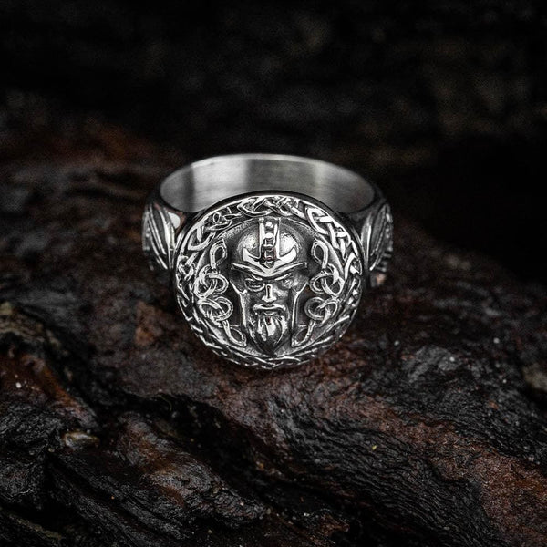 Stainless Steel Odin Head Ring - Norse Spirit