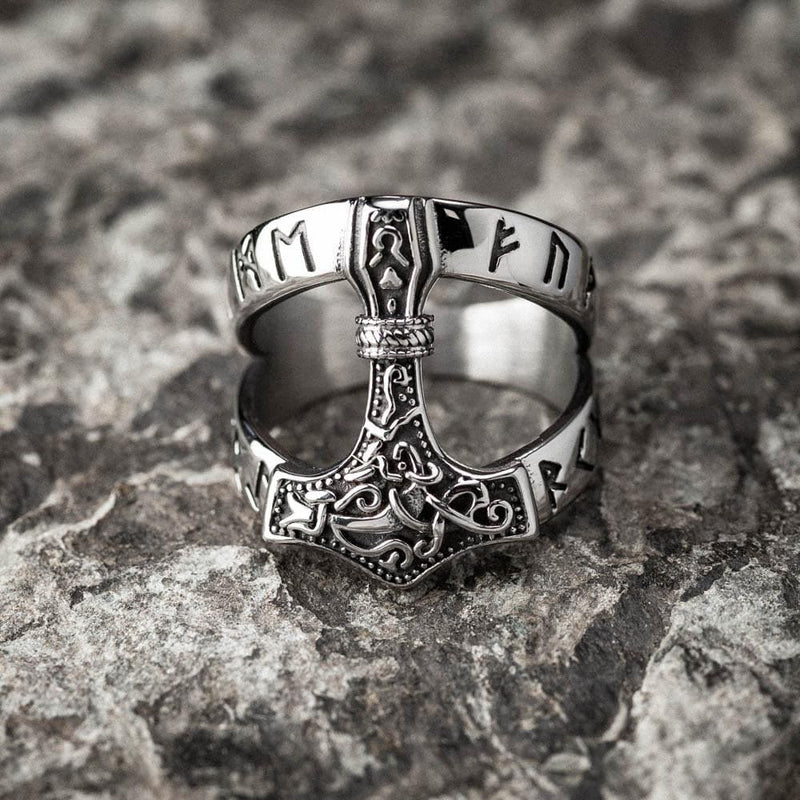 Stainless Steel Open Thor’s Hammer Ring - Norse Spirit