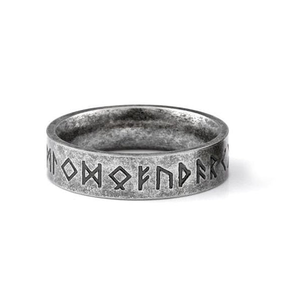 Stainless Steel Runes Ring (Aged Finish) - Norse Spirit