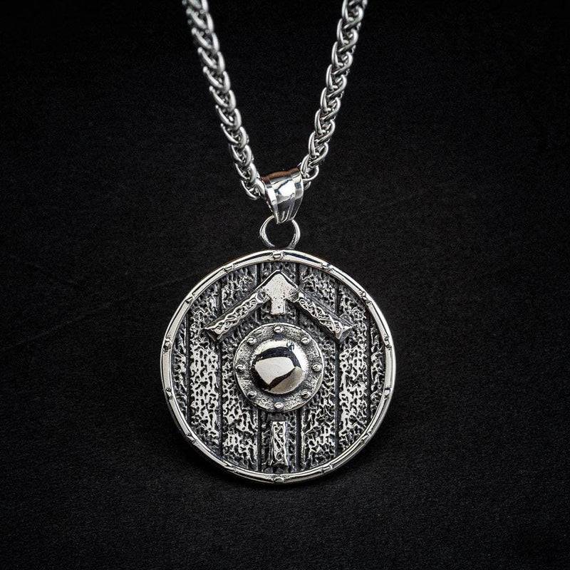 Stainless Steel Shield and Tiwaz Rune Necklace - Norse Spirit
