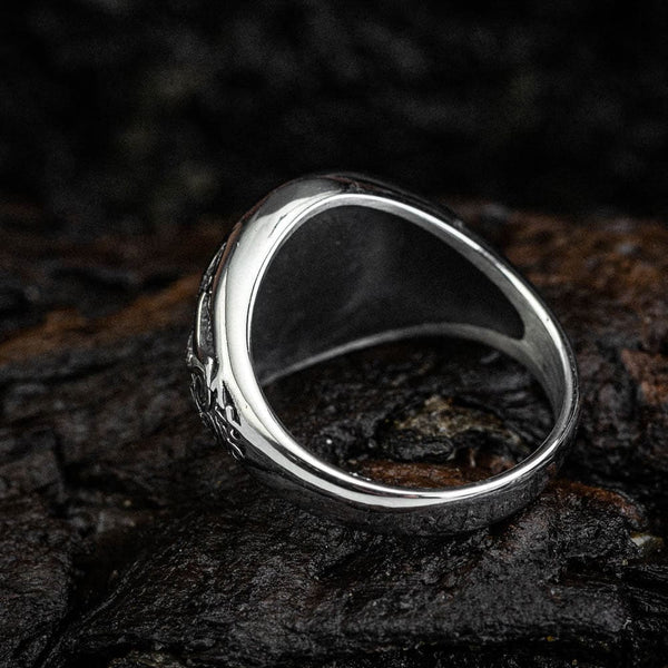 Stainless Steel Shield and Tiwaz Rune Ring - Norse Spirit