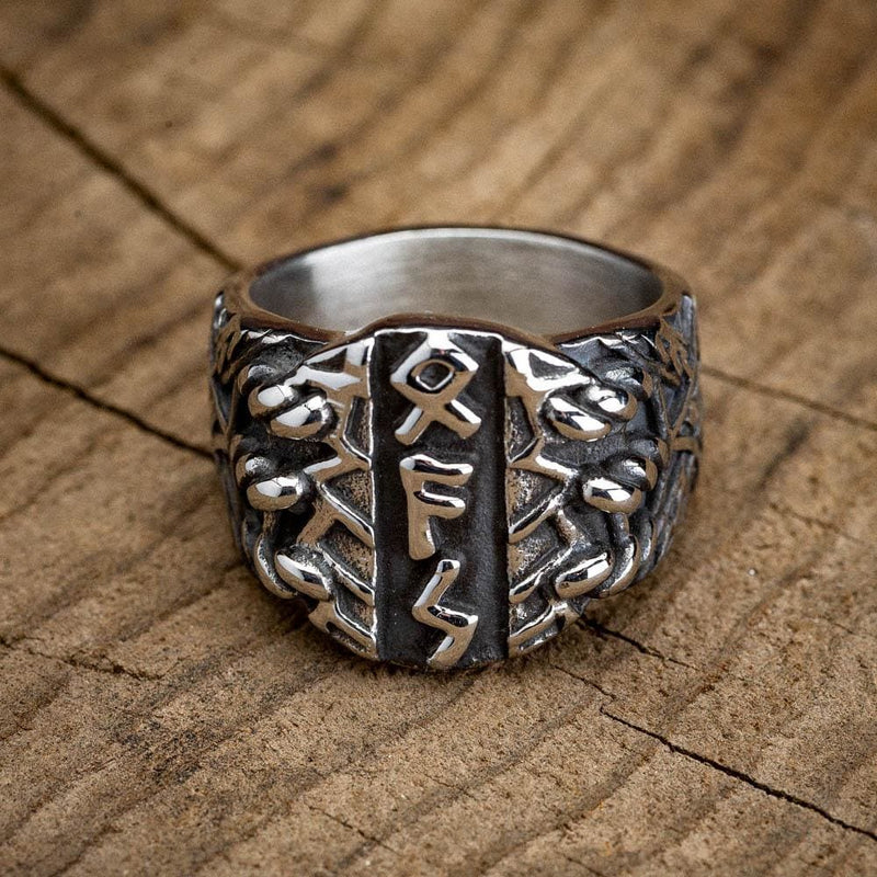 Stainless Steel Triple Rune Ring - Norse Spirit