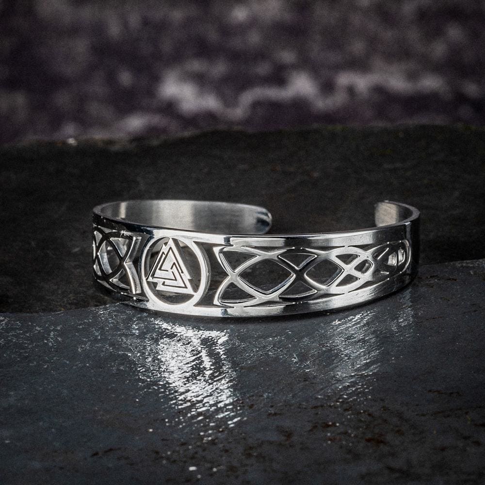 Stainless Steel Valknut and Celtic Design Bracelet - Norse Spirit