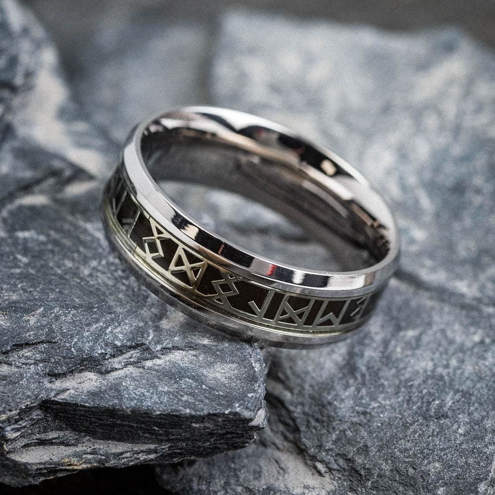 Stainless Steel Viking Elder Futhark Rune Ring - Norse Spirit