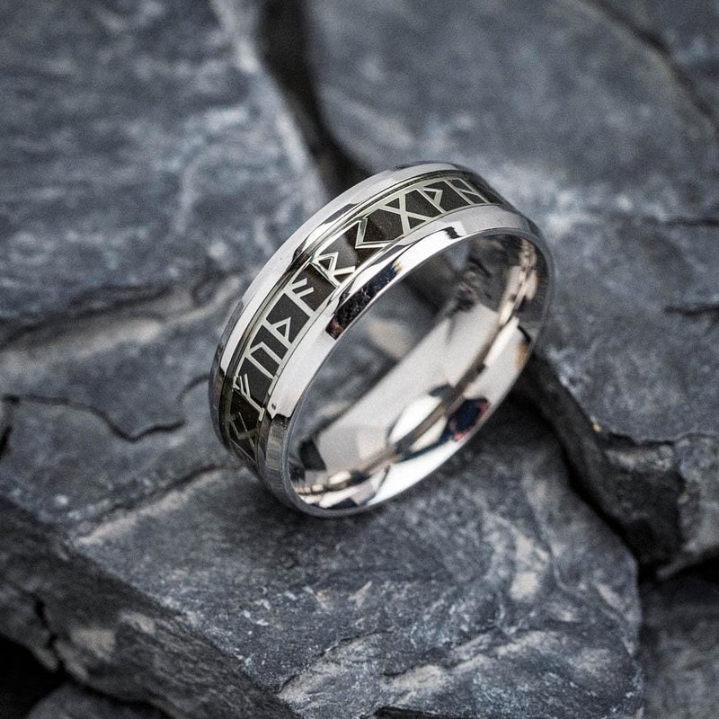 Stainless Steel Viking Elder Futhark Rune Ring - Norse Spirit