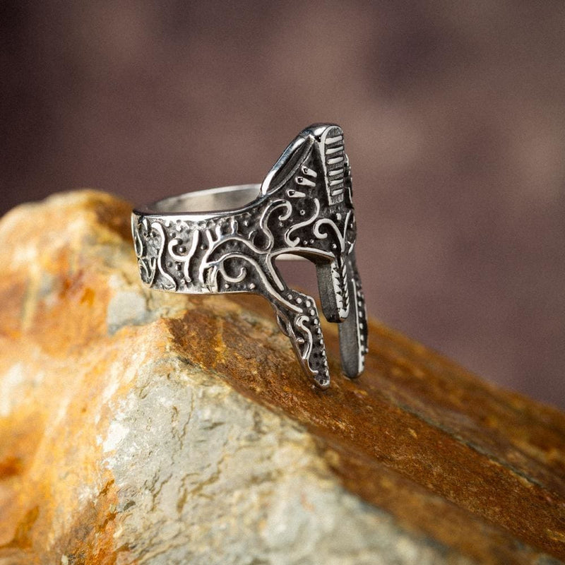Stainless Steel Warrior Helmet Ring - Norse Spirit