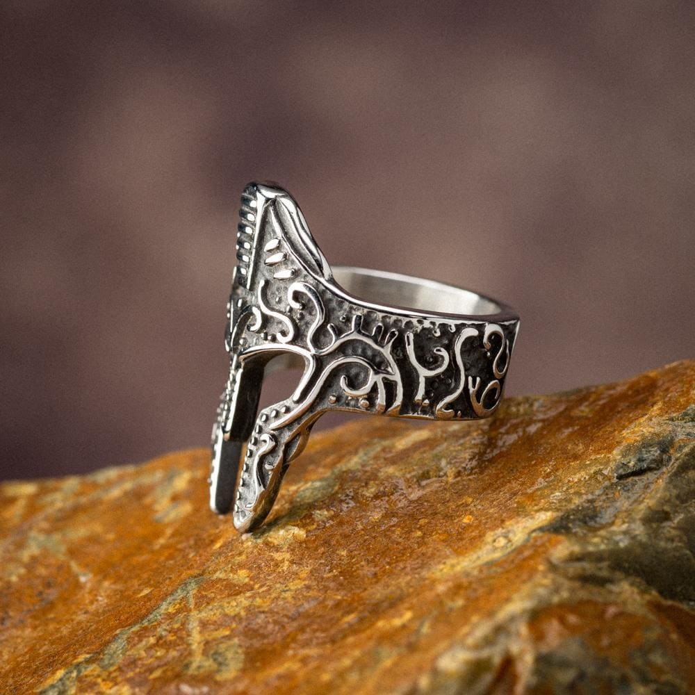 Stainless Steel Warrior Helmet Ring - Norse Spirit