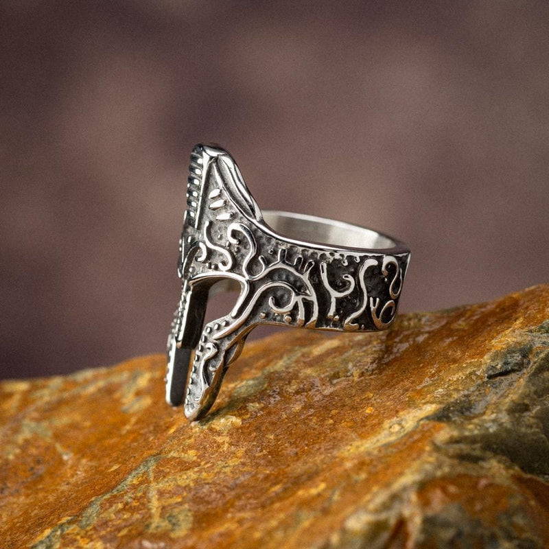 Stainless Steel Warrior Helmet Ring - Norse Spirit