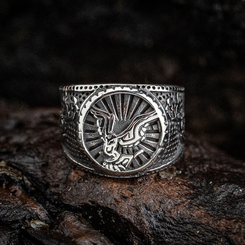Stainless Steel Winged Raven Ring - Norse Spirit