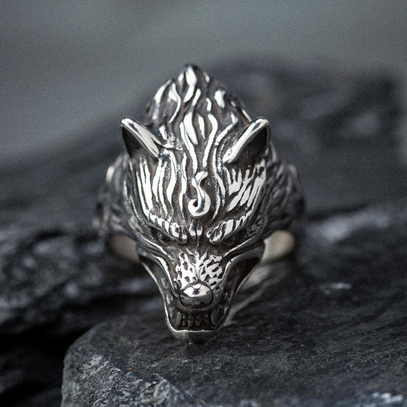 Stainless Steel Wolf Head Biker Ring - Norse Spirit