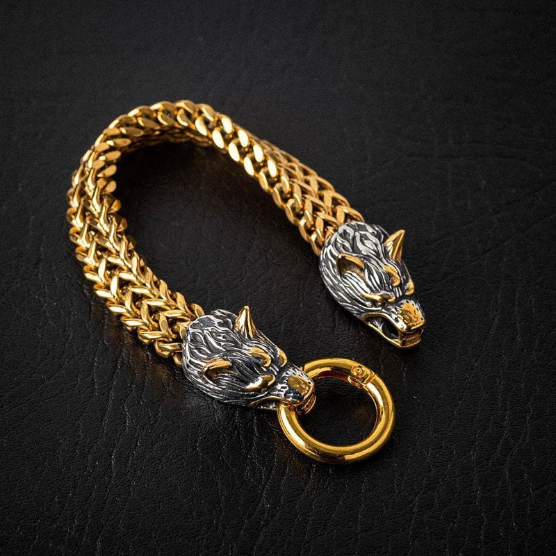 Stainless Steel Wolf Head Mesh Chain Bracelet - Norse Spirit