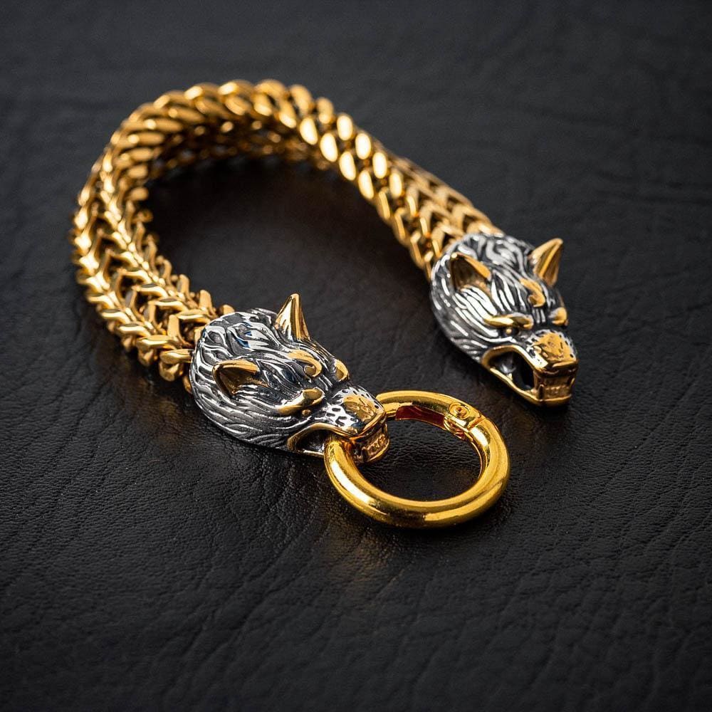 Stainless Steel Wolf Head Mesh Chain Bracelet - Norse Spirit