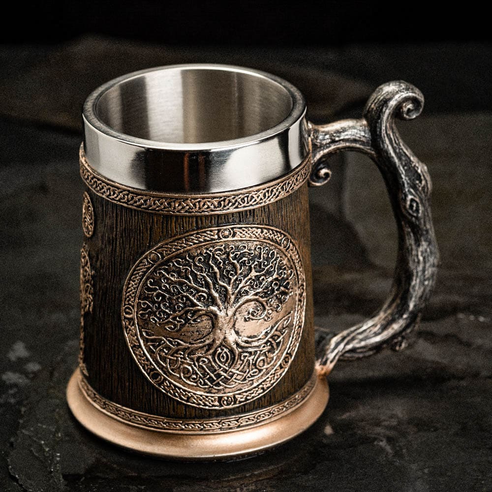 Stainless Steel Yggdrasil / Tree of Life Beer Tankard - Norse Spirit