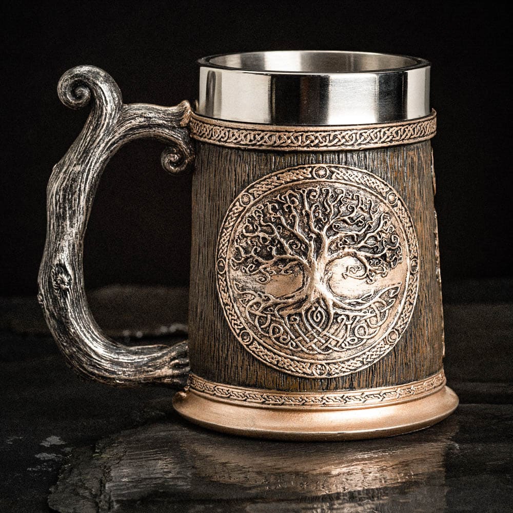 Stainless Steel Yggdrasil / Tree of Life Beer Tankard - Norse Spirit