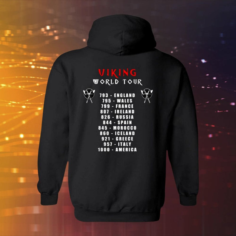 Viking World Tour Black Hoodie (Back Print) - Norse Spirit